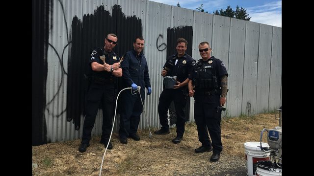 Pierce County Sheriff’s Department deputies help paint vandalized ...